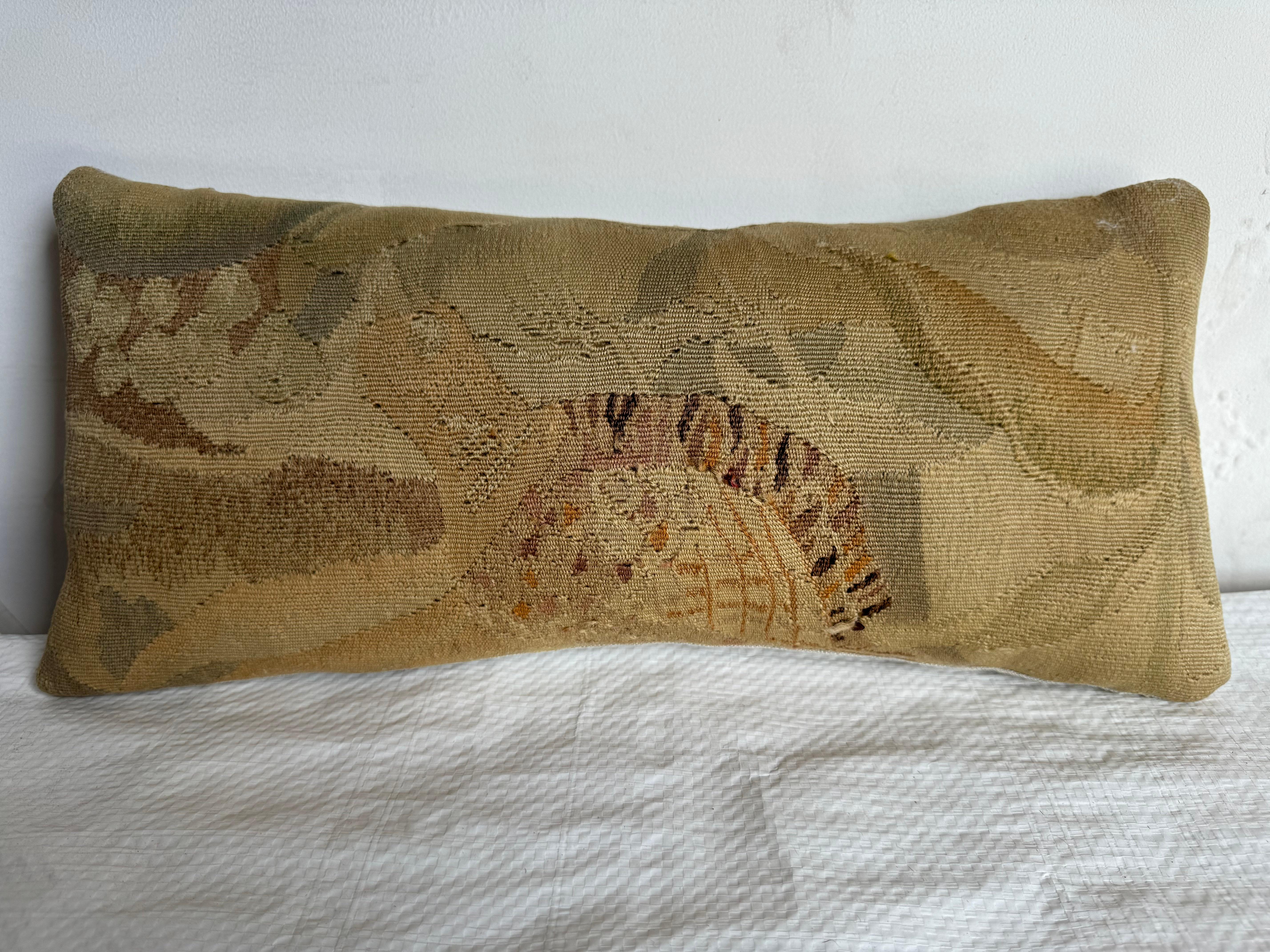 1850 French Aubusson Pillow 17x8 at 1stDibs
