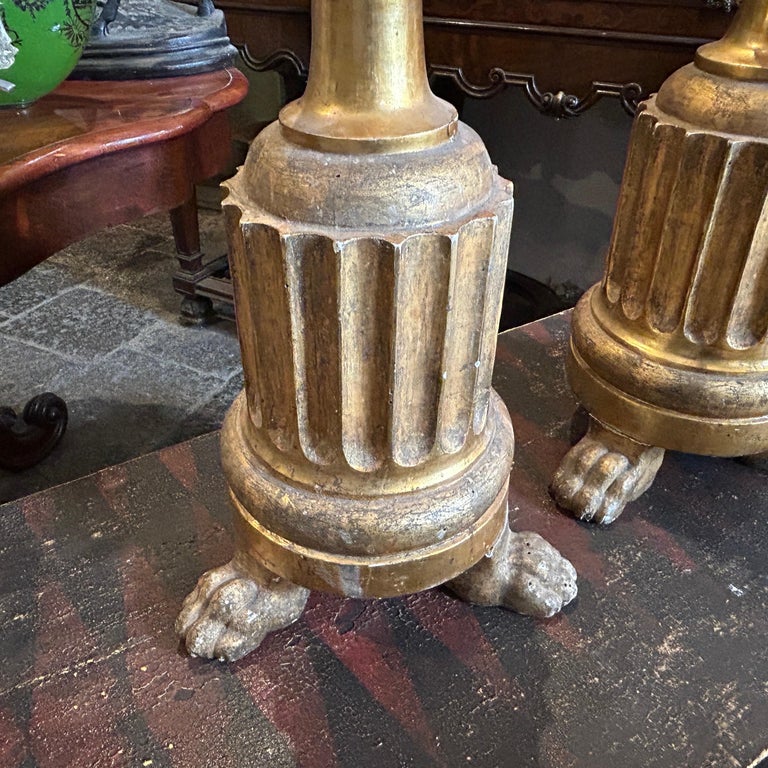 1850 Set of Two Empire Giltwood Sicilian Huge Torcheres For Sale at 1stDibs