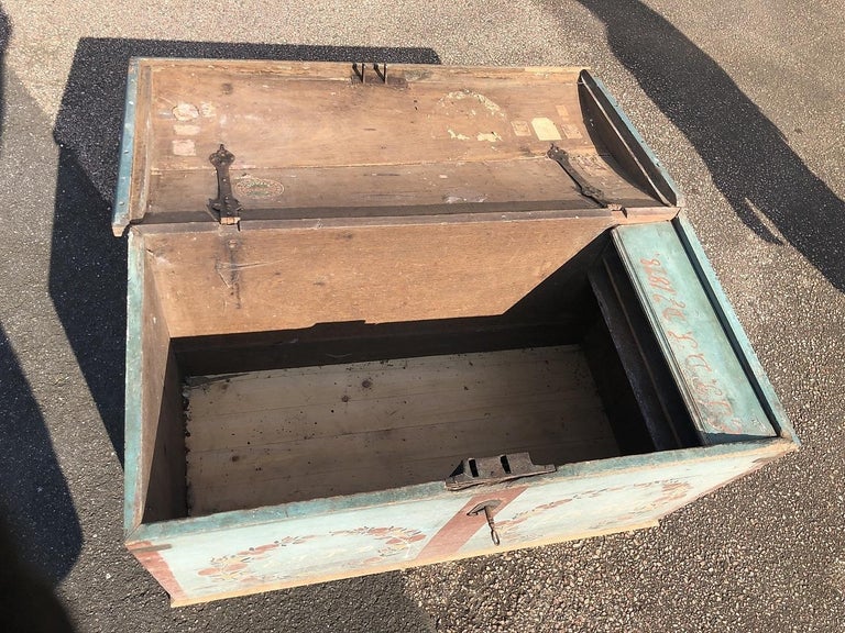 1850 Swedish Chest Blanket Box Original Polychromatic Jamtland Paint ...