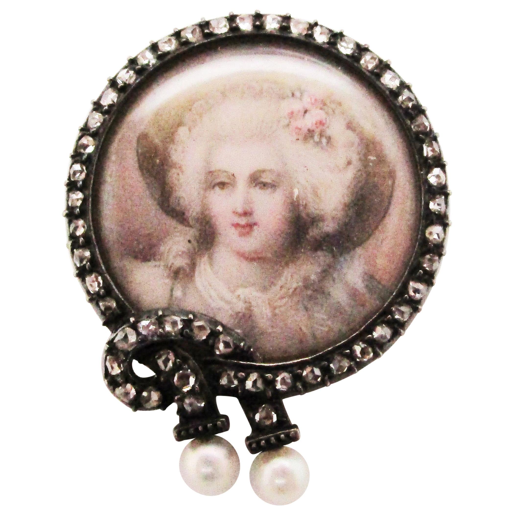 1850 Victorian Silver Over 14 Karat Yellow Gold Diamond and Pearl ...