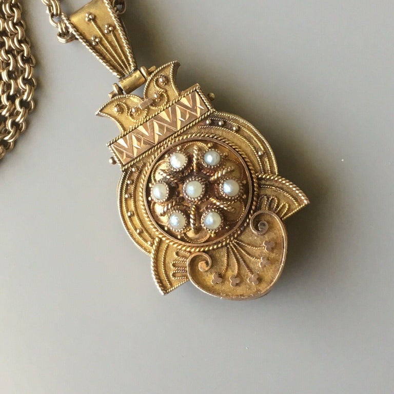 1850s Filigree Granulation Locket Pendant 14k Gold American For Sale at ...