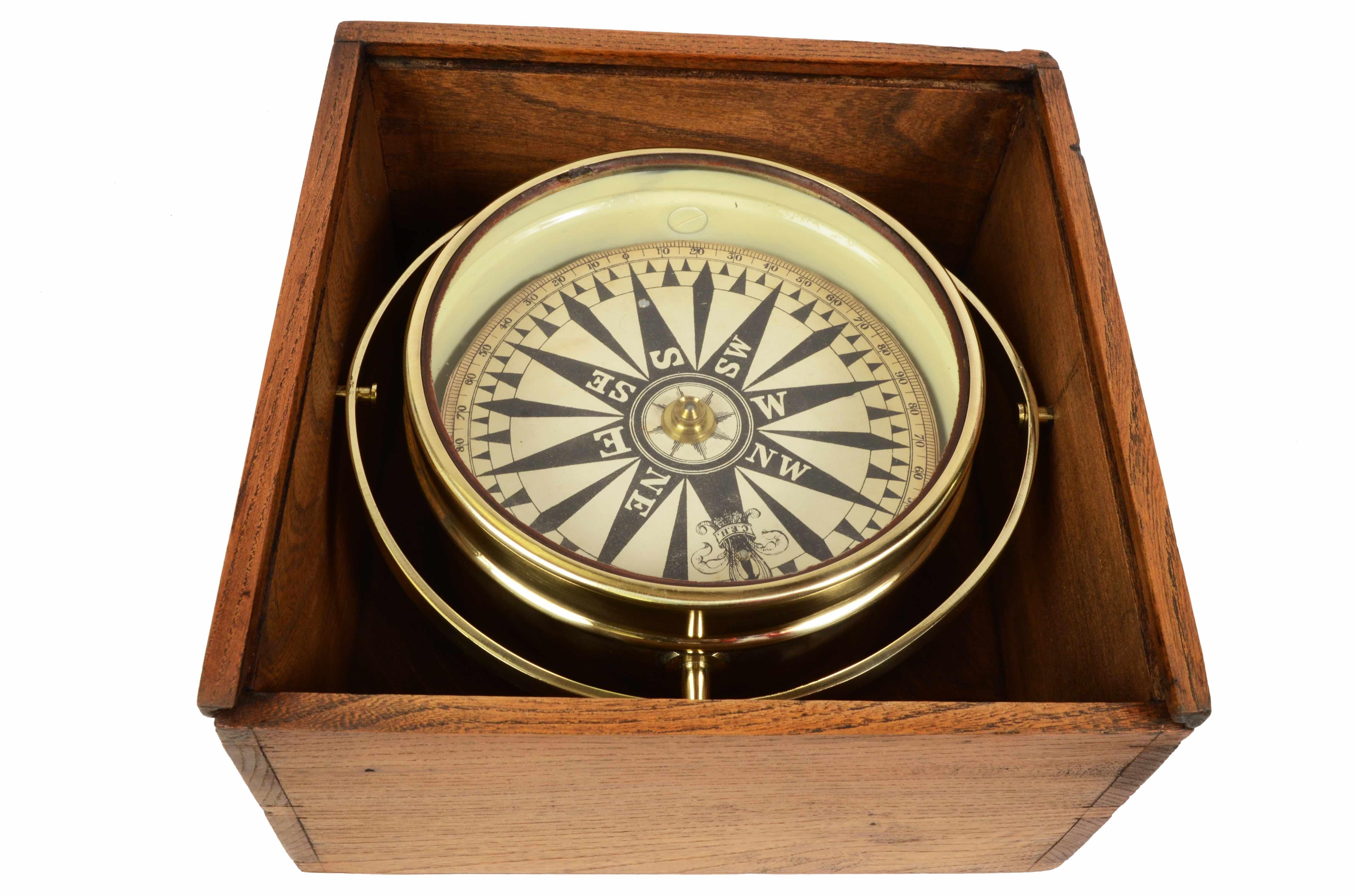 1850s Nautical Dry Compass Signed C.E.H. Antique Original Navigation ...