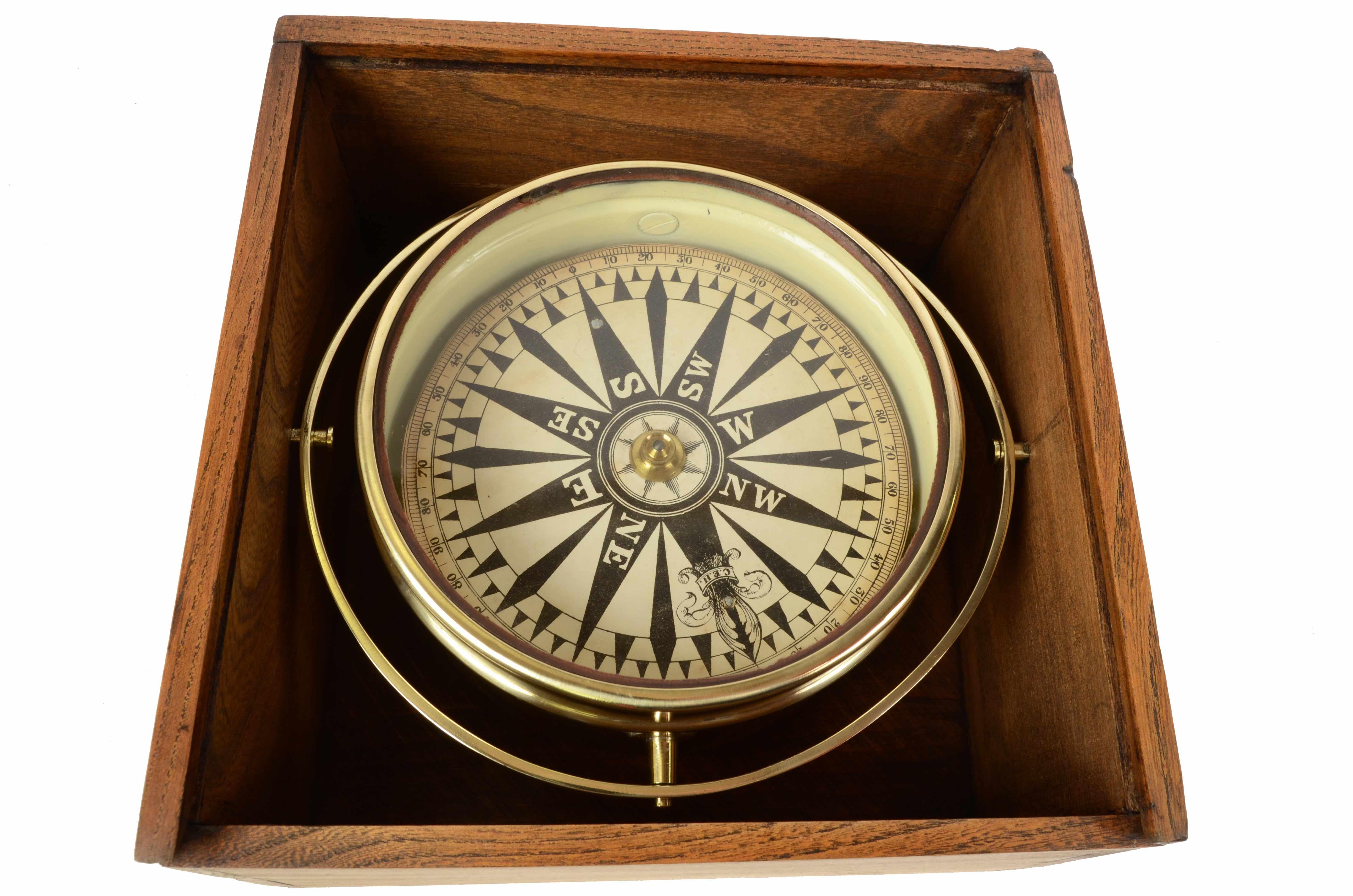 1850s Nautical Dry Compass Signed C.E.H. Antique Original Navigation ...