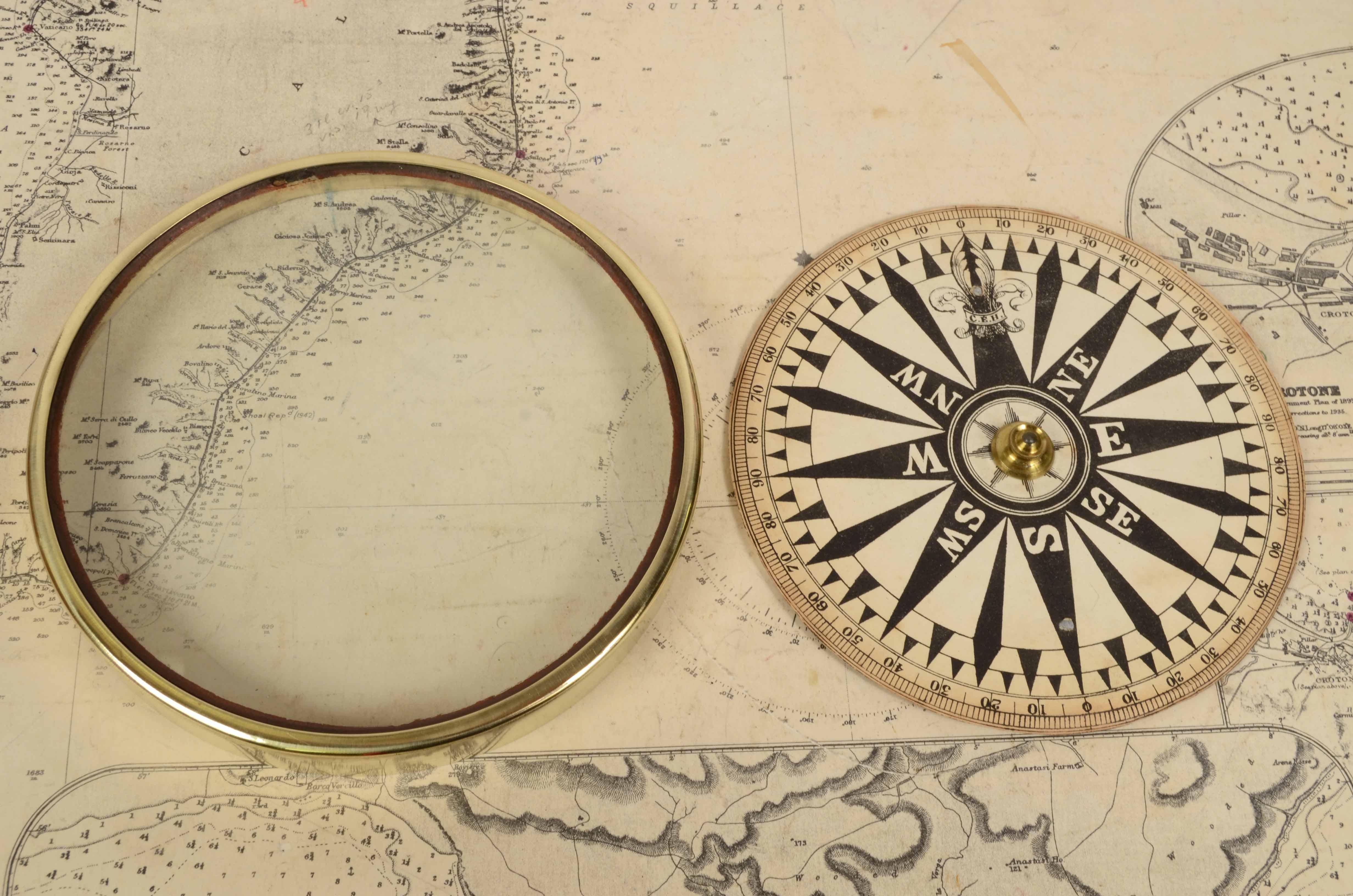 1850s Nautical Dry Compass Signed C.E.H. Antique Original Navigation ...