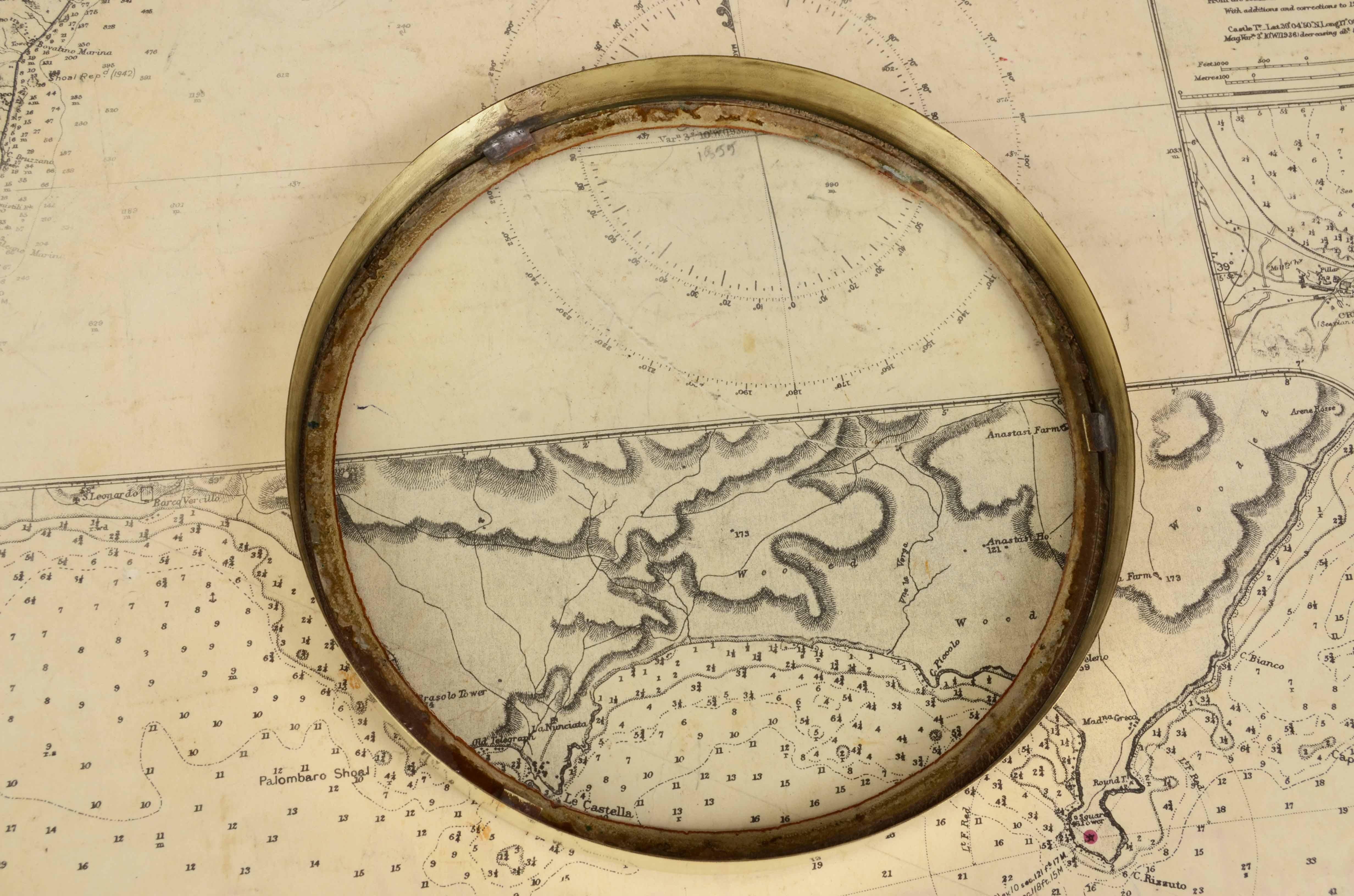 1850s Nautical Dry Compass Signed C.E.H. Antique Original Navigation ...