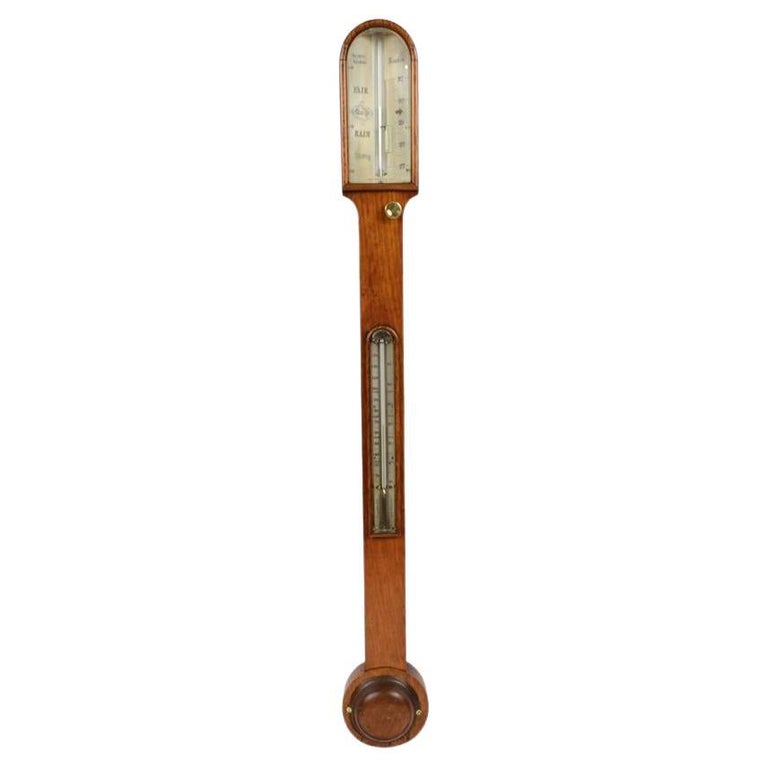 1850s Oak Wood Stick Barometer Weather Measuring Instrument Negretti ...