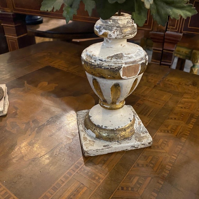 1850s Pair of Antique Lacquered Wood Sicilian Palm Holders with Metal ...