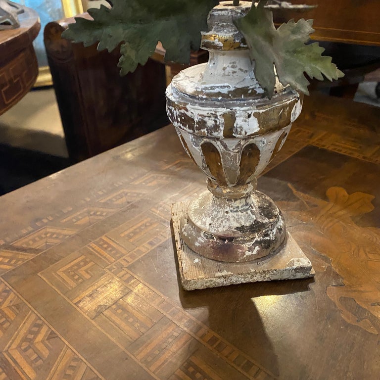 1850s Pair of Antique Lacquered Wood Sicilian Palm Holders with Metal ...
