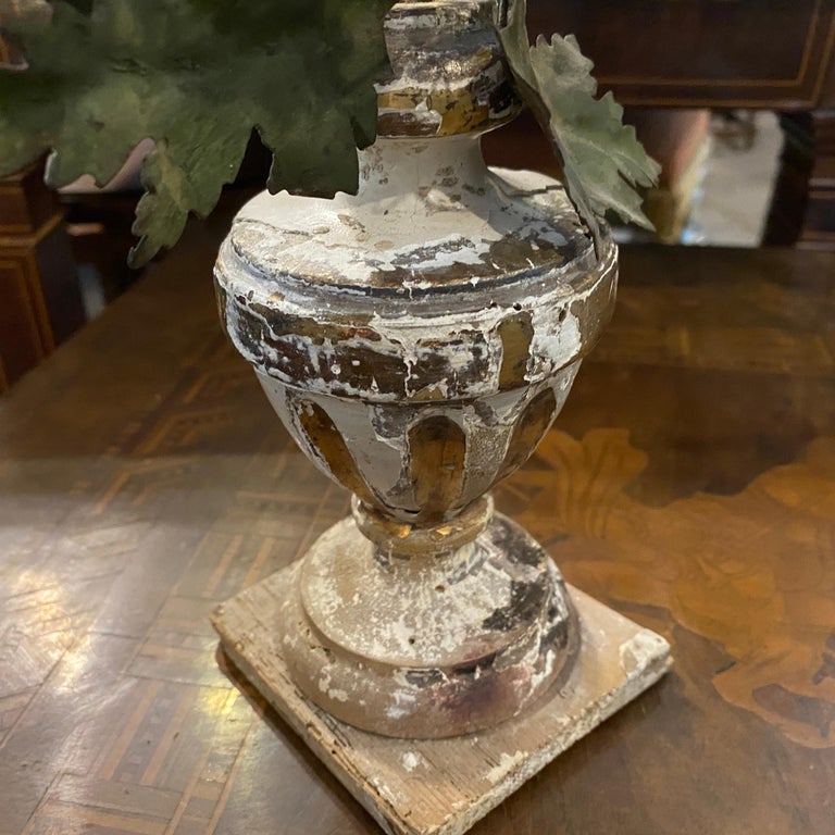 1850s Pair of Antique Lacquered Wood Sicilian Palm Holders with Metal ...