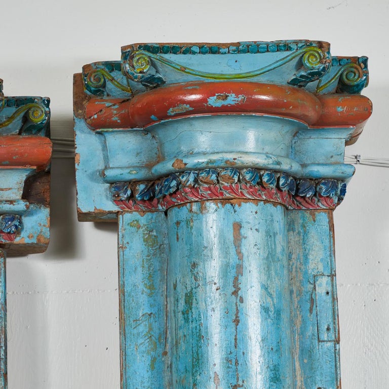 1850s Set of Four French Painted and Carved Wood Architectural Columns ...