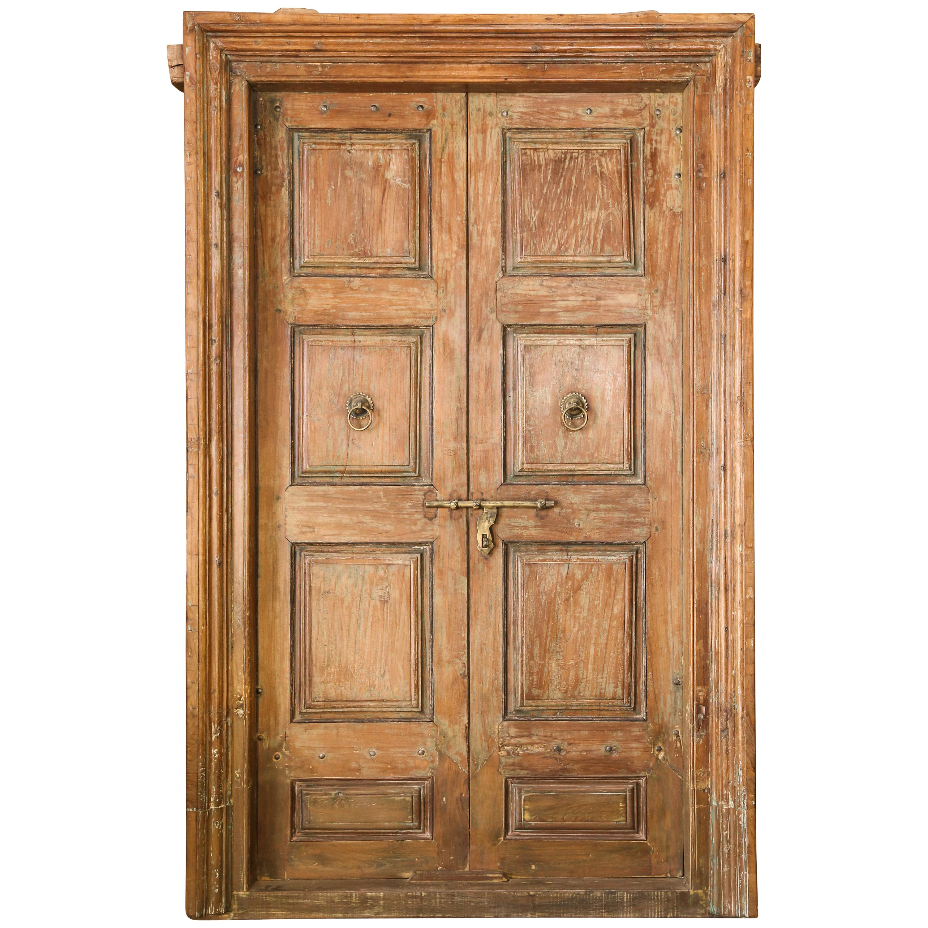 1850s Solid Teak Wood Entry Door from a Colonial Mansion in Agra ...