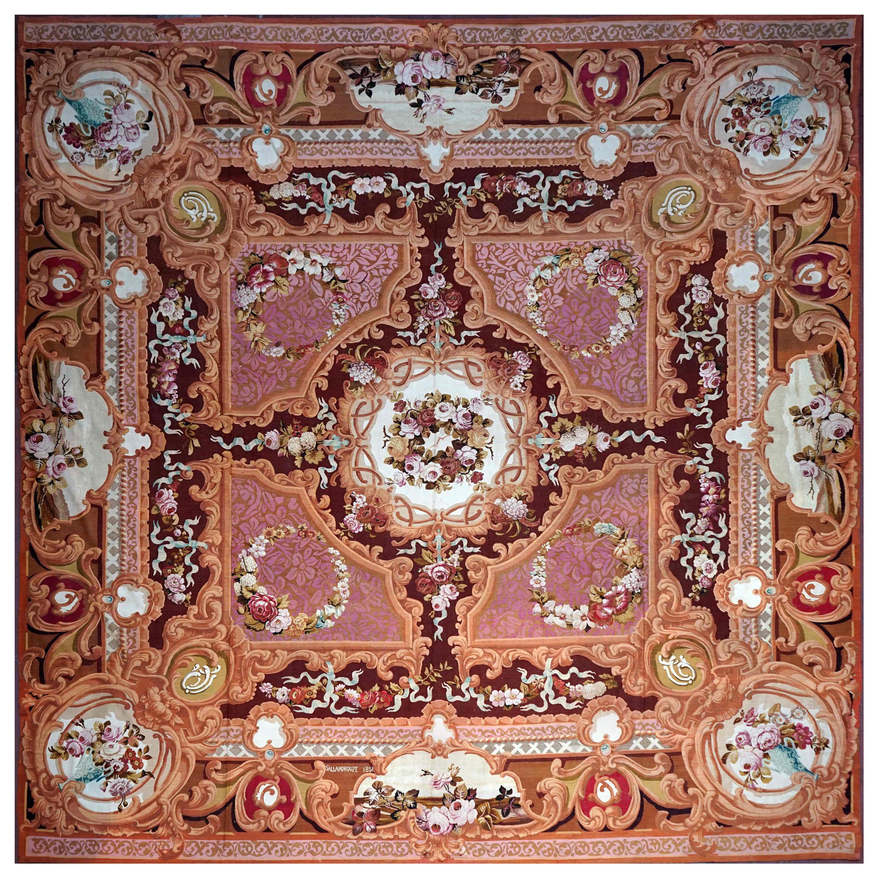 Handwoven Antique Aubusson Wool and Silk Rug, circa 1970s For Sale at ...