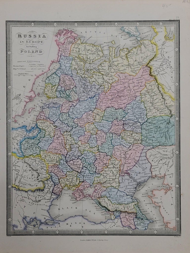 1853 Map of "Russia in Europe Including Poland" Ric.r016 For Sale at ...
