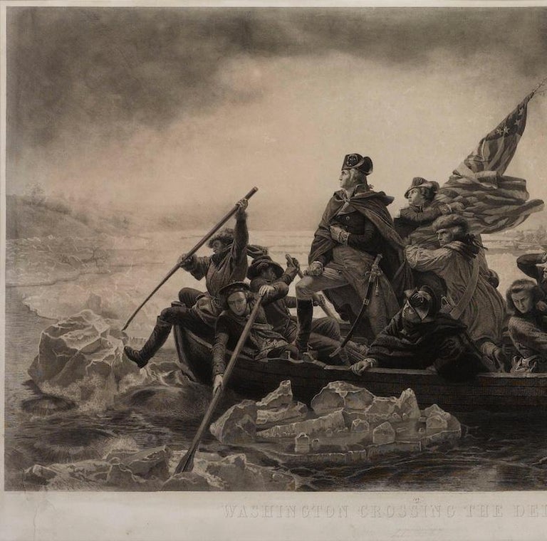 1853 Washington Crossing the Delaware by Paul Girardet after Emanuel ...