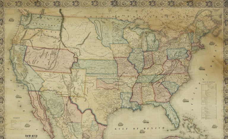 1854 Map of Partial North America, Antique Wall Map by Jacob Monk at ...