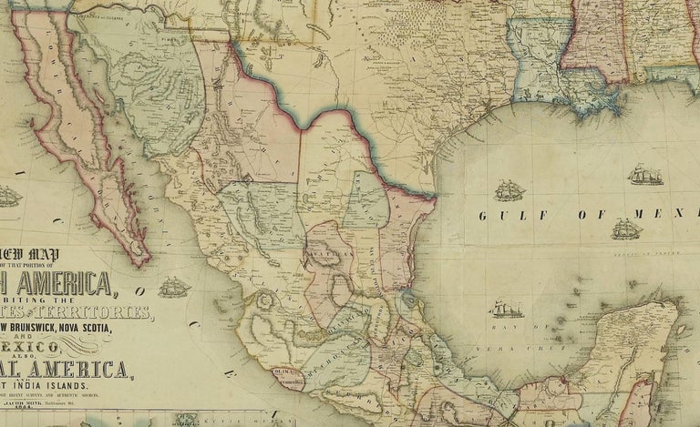 1854 Map of Partial North America, Antique Wall Map by Jacob Monk at ...