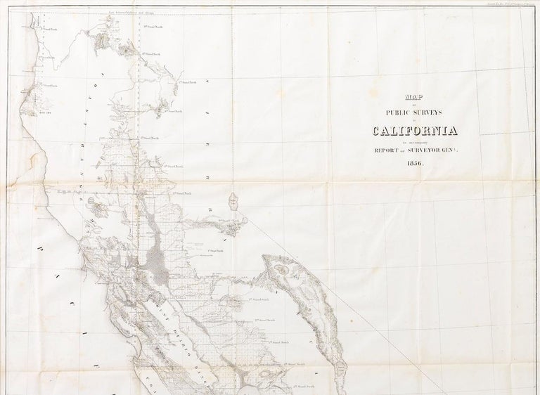 1856 Antique Map of the Surveys of California at 1stdibs