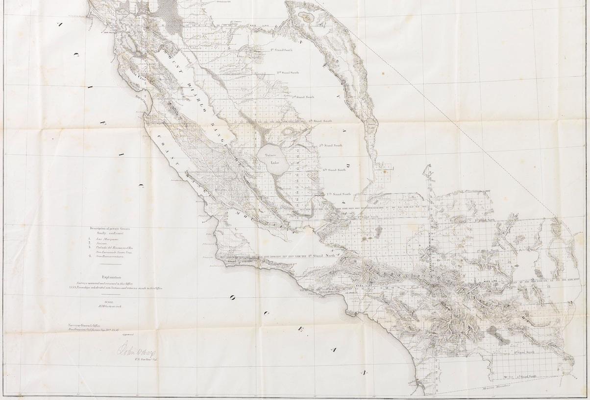 1856 Antique Map of the Surveys of California at 1stDibs