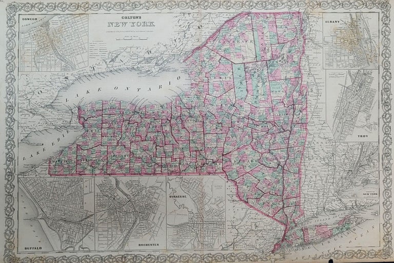 1858 Colton's Map of New York, Ric.B011 For Sale at 1stDibs