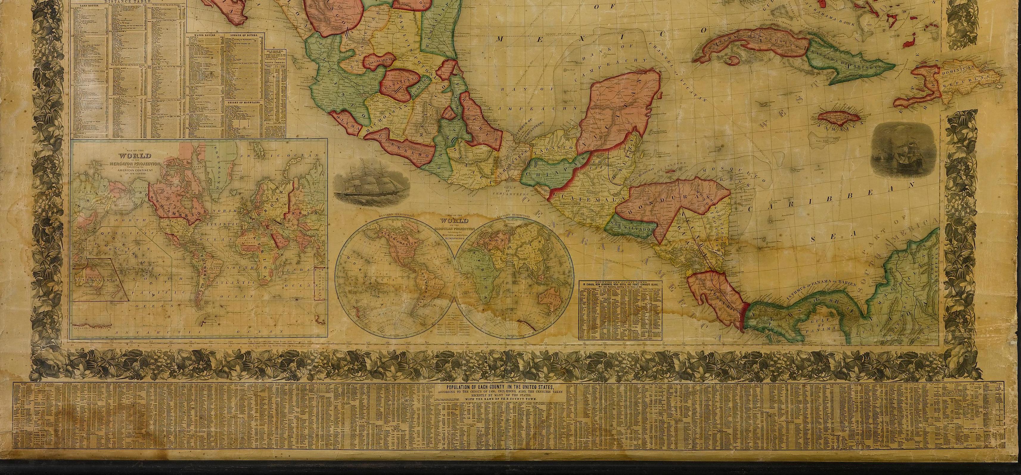 1858 "Mitchell's New National Map Exhibiting the United States" Hanging ...