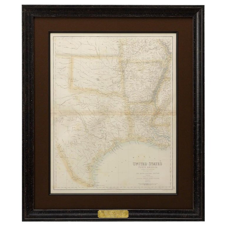 1860 Map of South Central United States by Swanston, Antique Hand ...