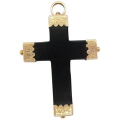 Victorian Carved Jet Floral High Relief Pendant For Sale at 1stDibs