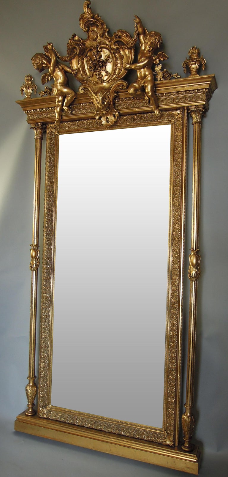 1860s Baroque Wall Mirror Decorated with Golden Frame For Sale at 1stDibs
