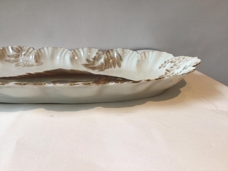 1860s Davis Collamore Fish Platter And 12 Plates For Sale at 1stDibs