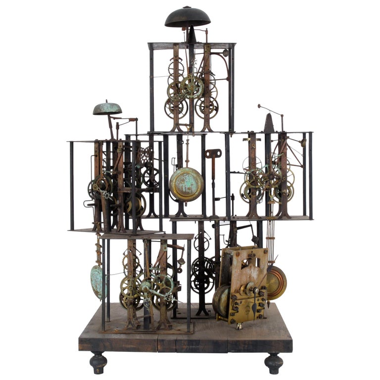 1860s French Metal Clock Sculpture at 1stDibs