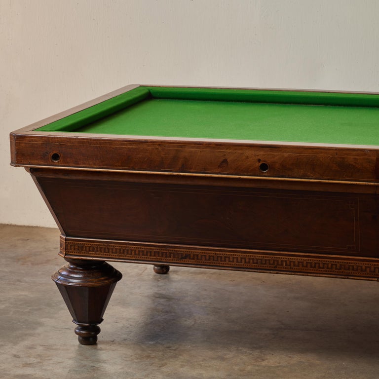 1860s Italian Carom Mahogany Billiard Table with Inlay For Sale at 1stDibs