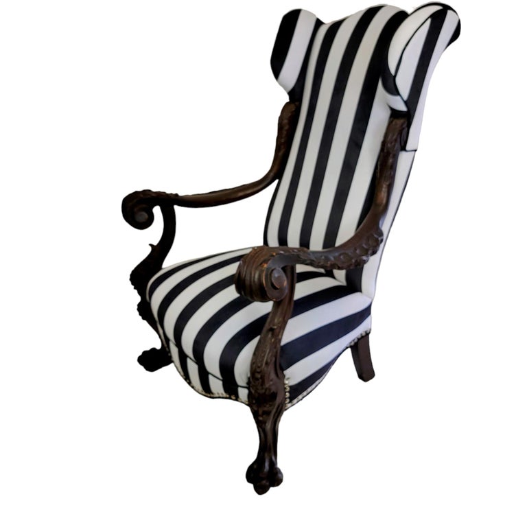 1860s Rococo Revival Wingback Chair For Sale at 1stDibs