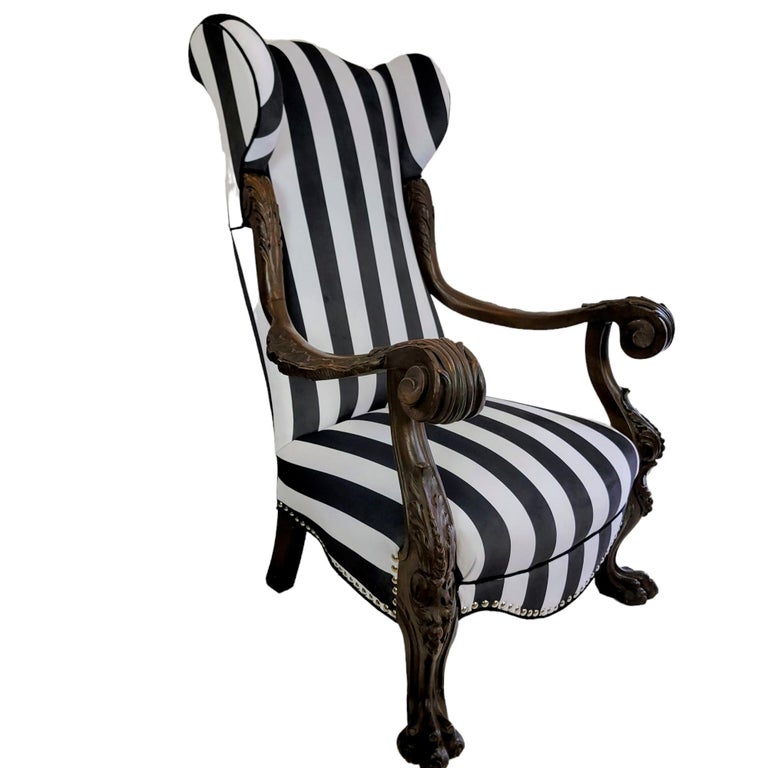 1860s Rococo Revival Wingback Chair For Sale at 1stDibs