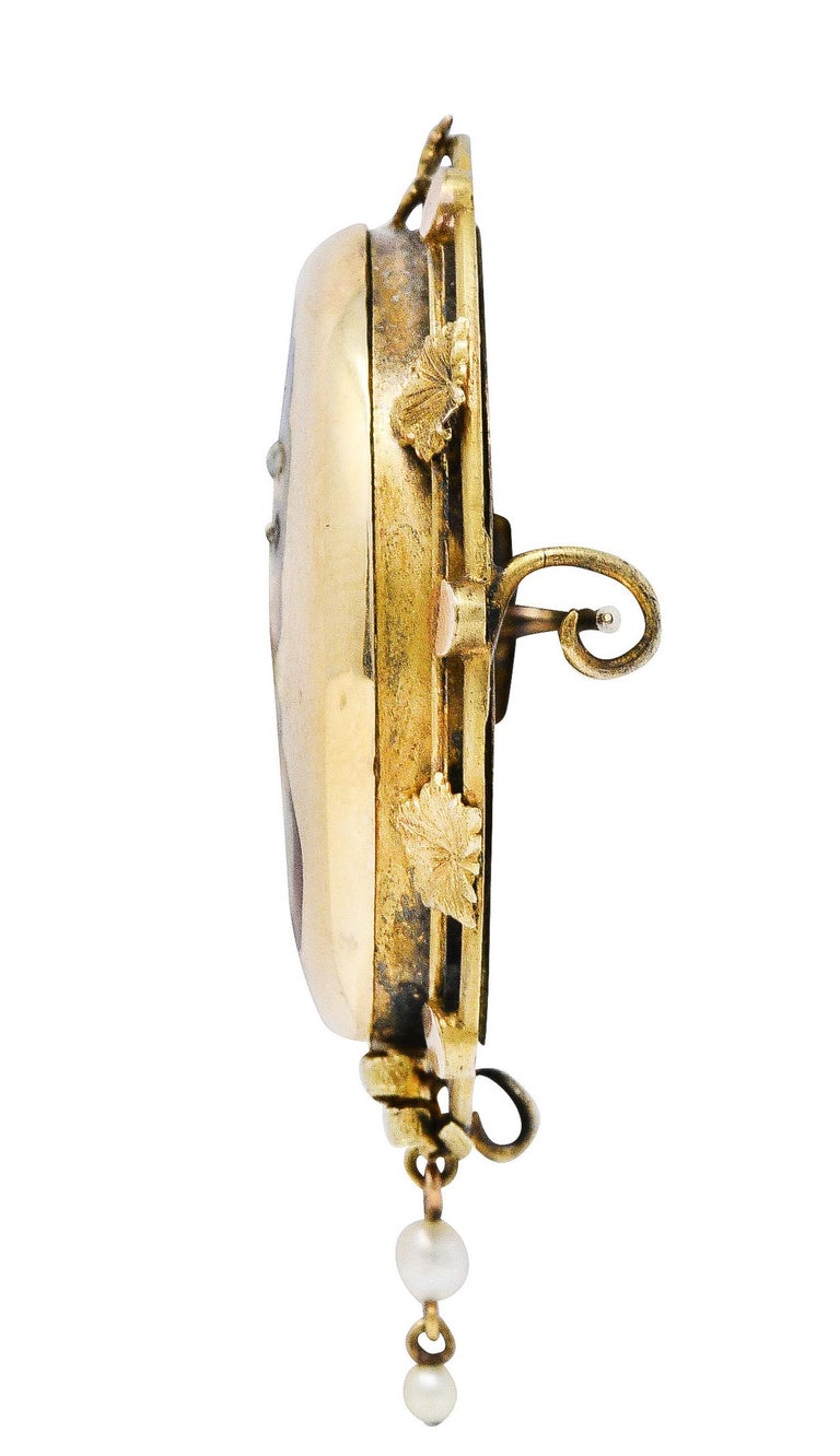 1860's Victorian Enamel Diamond Pearl 14 Karat Gold Masquerade Mask ...