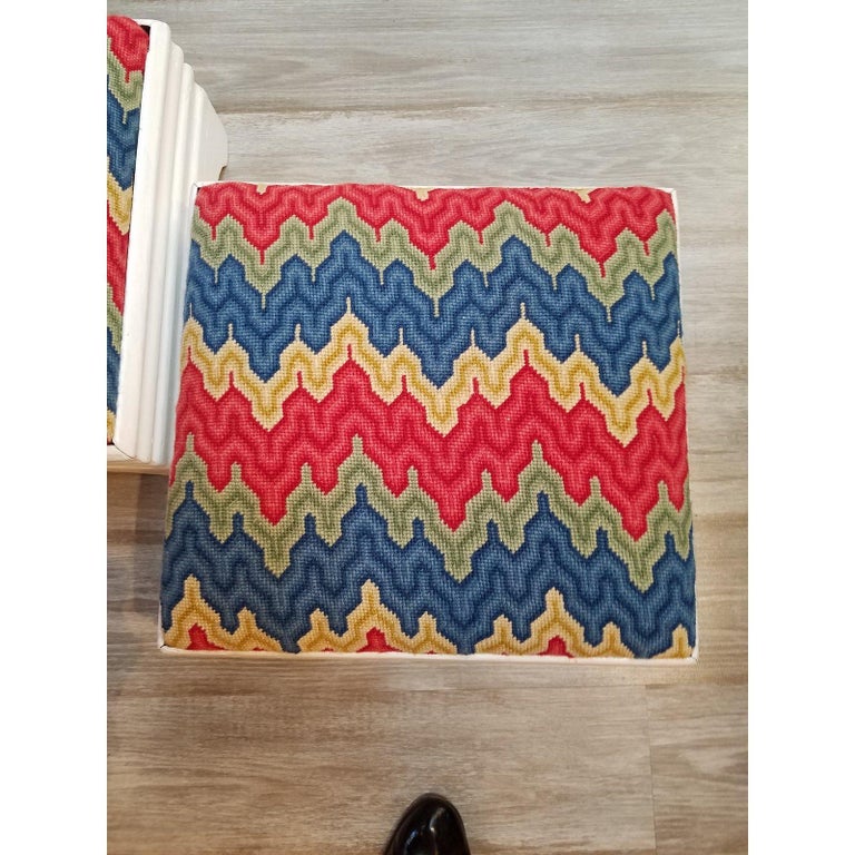 1860s Victorian Footstools with Colorful Handmade Needlework Covers For ...