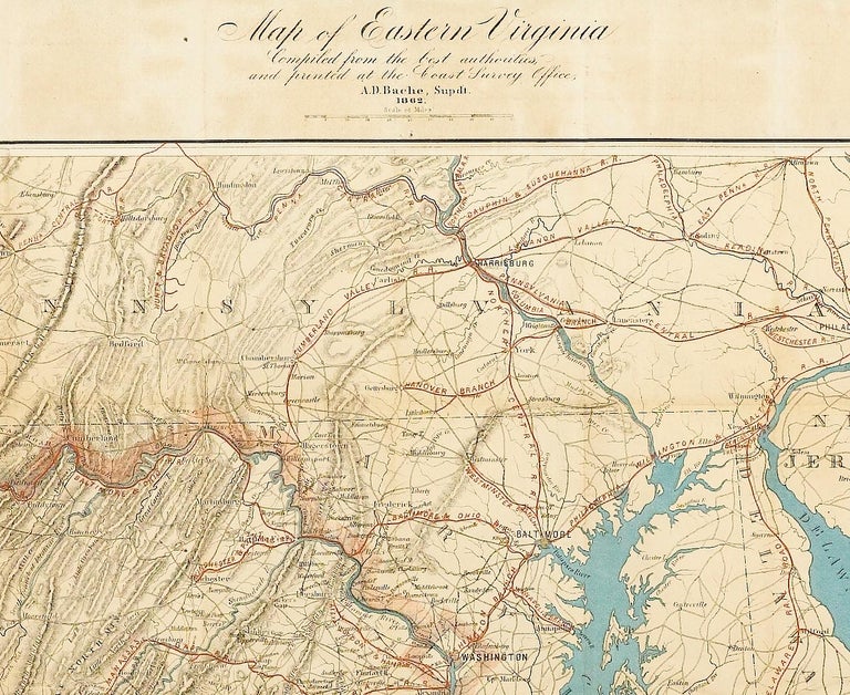 1862 Pocket Map of Eastern Virginia Representing the Seat of the Civil ...