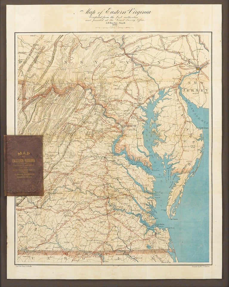 1862 Pocket Map of Eastern Virginia Representing the Seat of the Civil ...