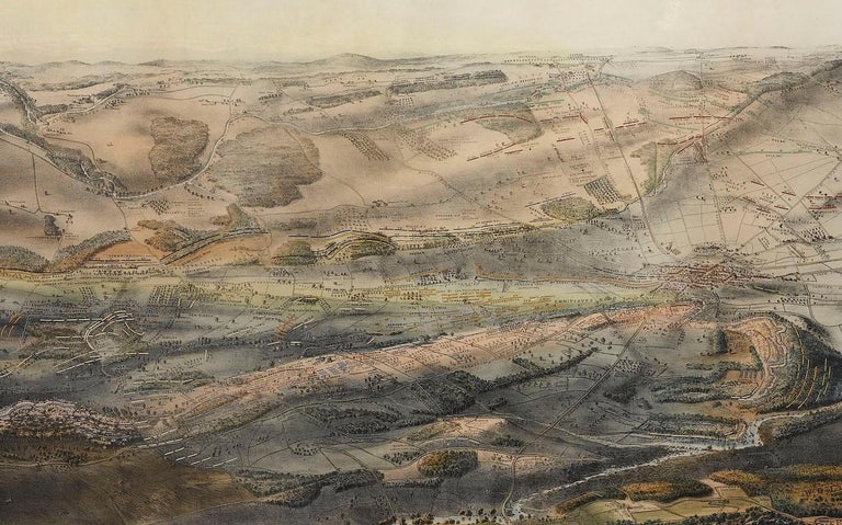 Antique Gettysburg Battlefield Print by J. Bachelder with Officer's ...