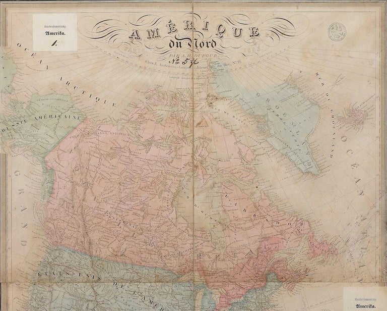 1864 Map of North America, Antique Hand-Colored Map, by Adolphe ...