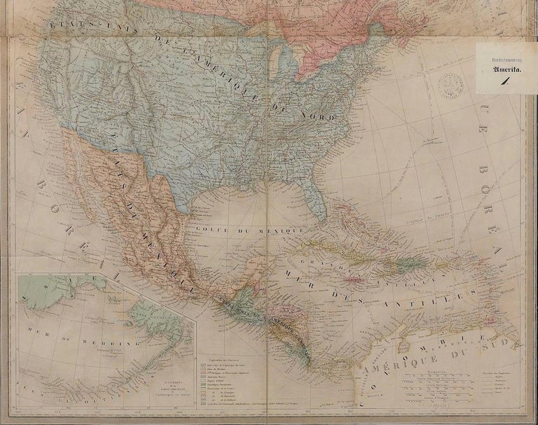 1864 Map of North America, Antique Hand-Colored Map, by Adolphe ...