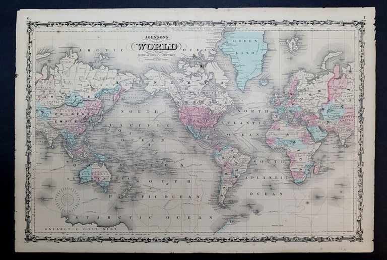 1864 Johnson's Map of the World on Mercator's Projection, Ric.B009 For ...