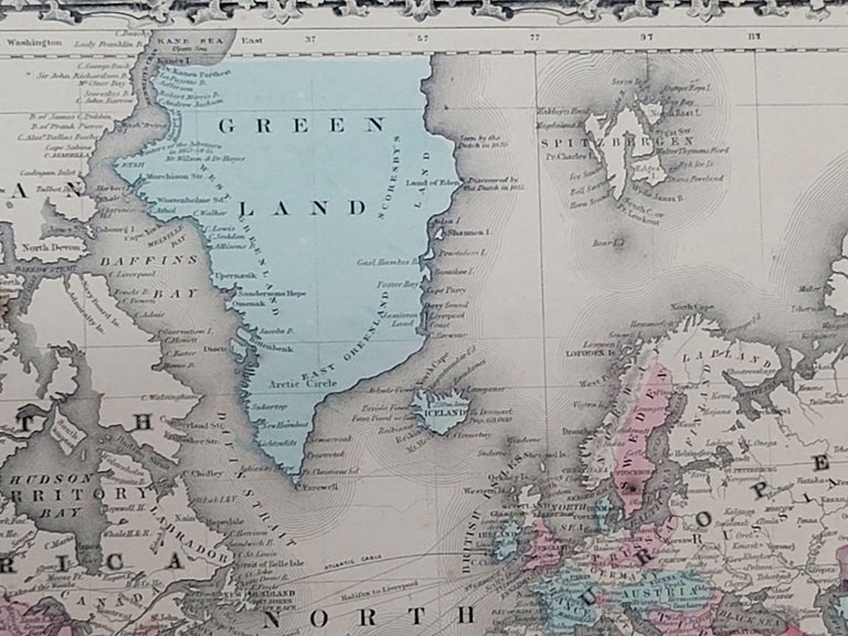 1864 Johnson's Map of the World on Mercator's Projection, Ric.B009 For Sale at 1stDibs