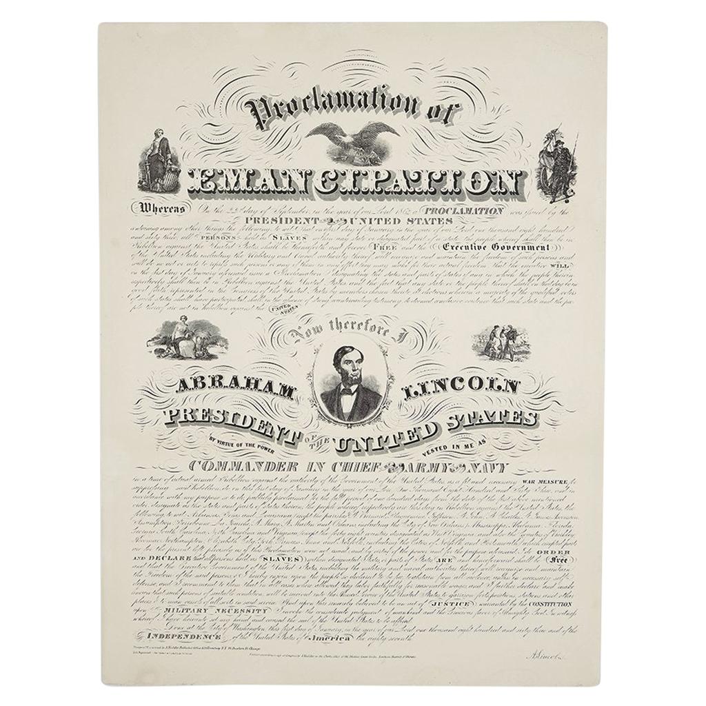 1864 Abraham Lincoln's Emancipation Proclamation, Antique Engraving by ...