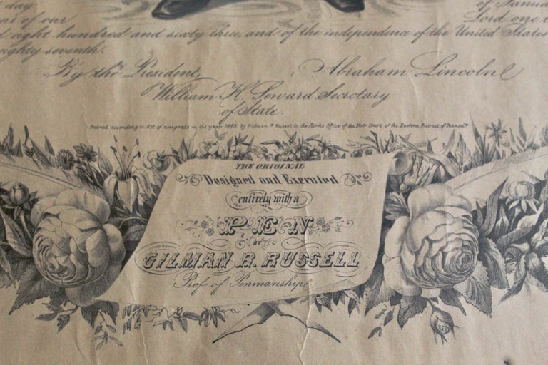 1865 Emancipation Proclamation, Antique Lithograph by P.S. Duval and ...