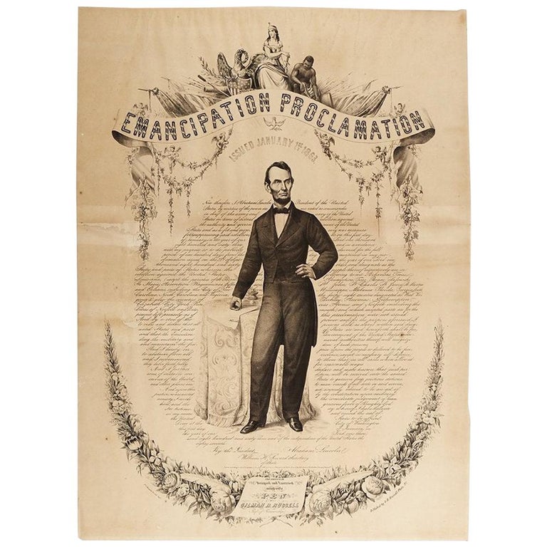 1865 Emancipation Proclamation, Antique Lithograph by P.S. Duval and ...