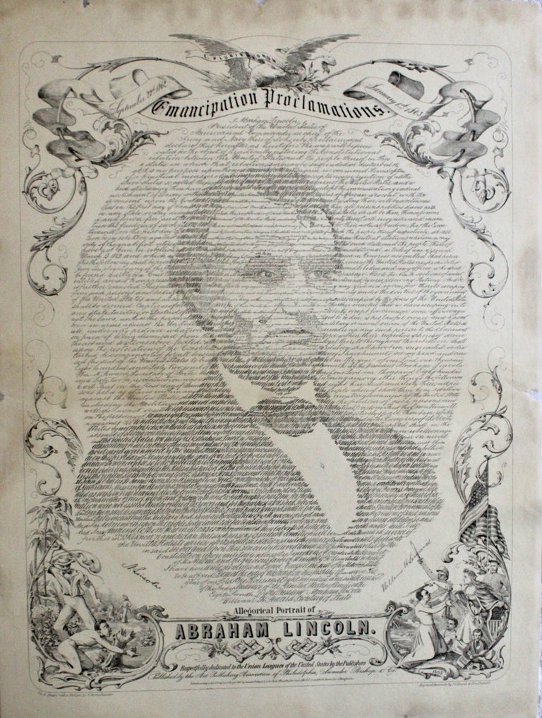 1865 Emancipation Proclamation with Abraham Lincoln Portrait, Antique ...