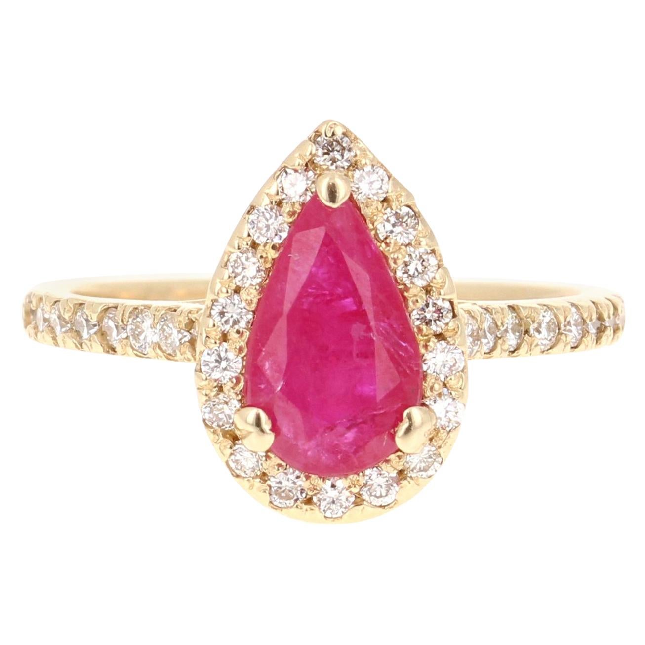A. Jaffe 1.87 Carat 14 Karat White Gold Ruby Diamond Engagement Ring ...