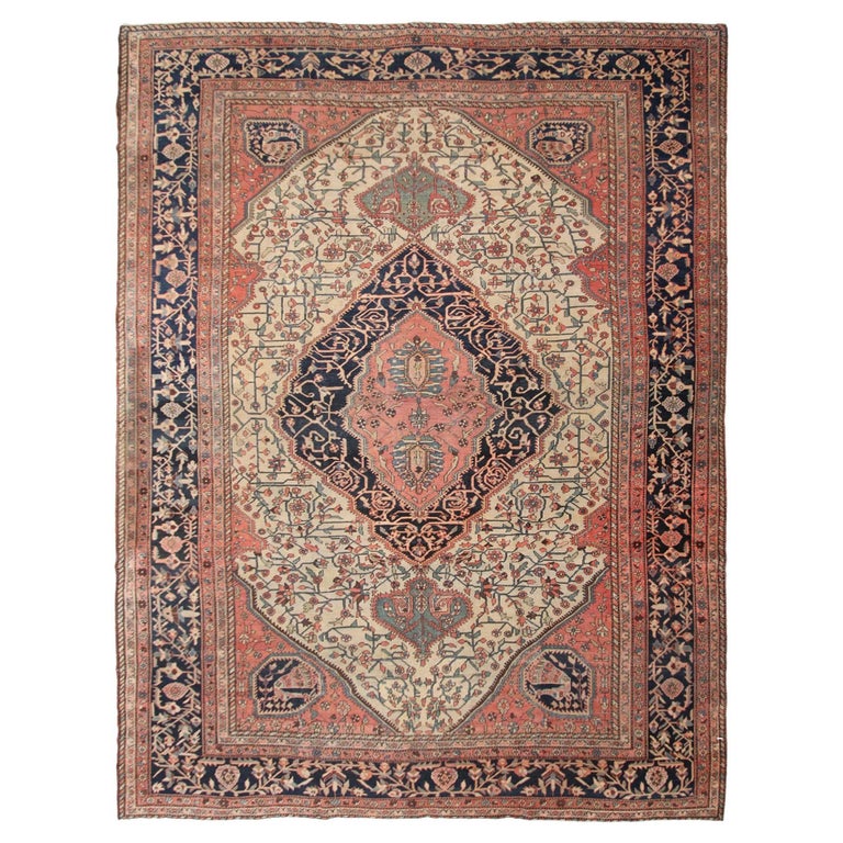 1870 Antique Persian Farahan Rug Antique Farahan Rug Peacock Design For ...