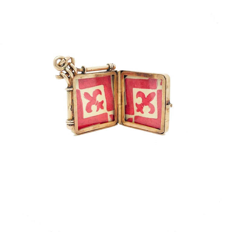 1870 Victorian Rose Gold Diamond Fob Locket For Sale at 1stDibs