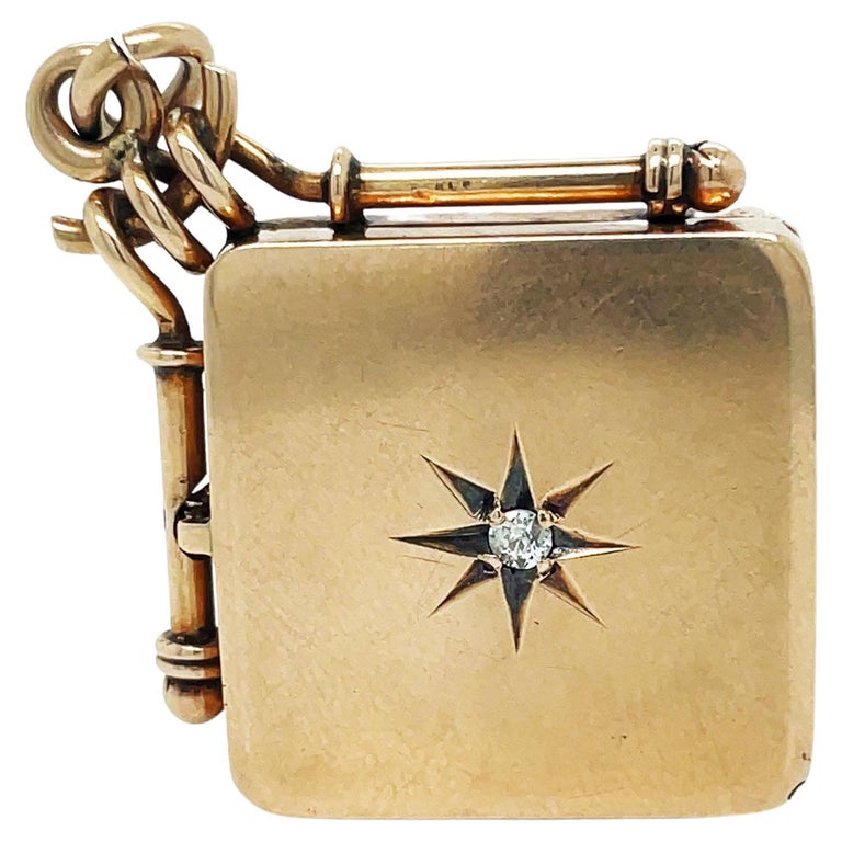 1870 Victorian Rose Gold Diamond Fob Locket For Sale at 1stDibs