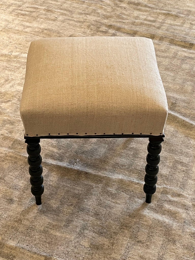 1870c Ebonized Spool Leg Foot Stool, England, 19th Century at 1stDibs